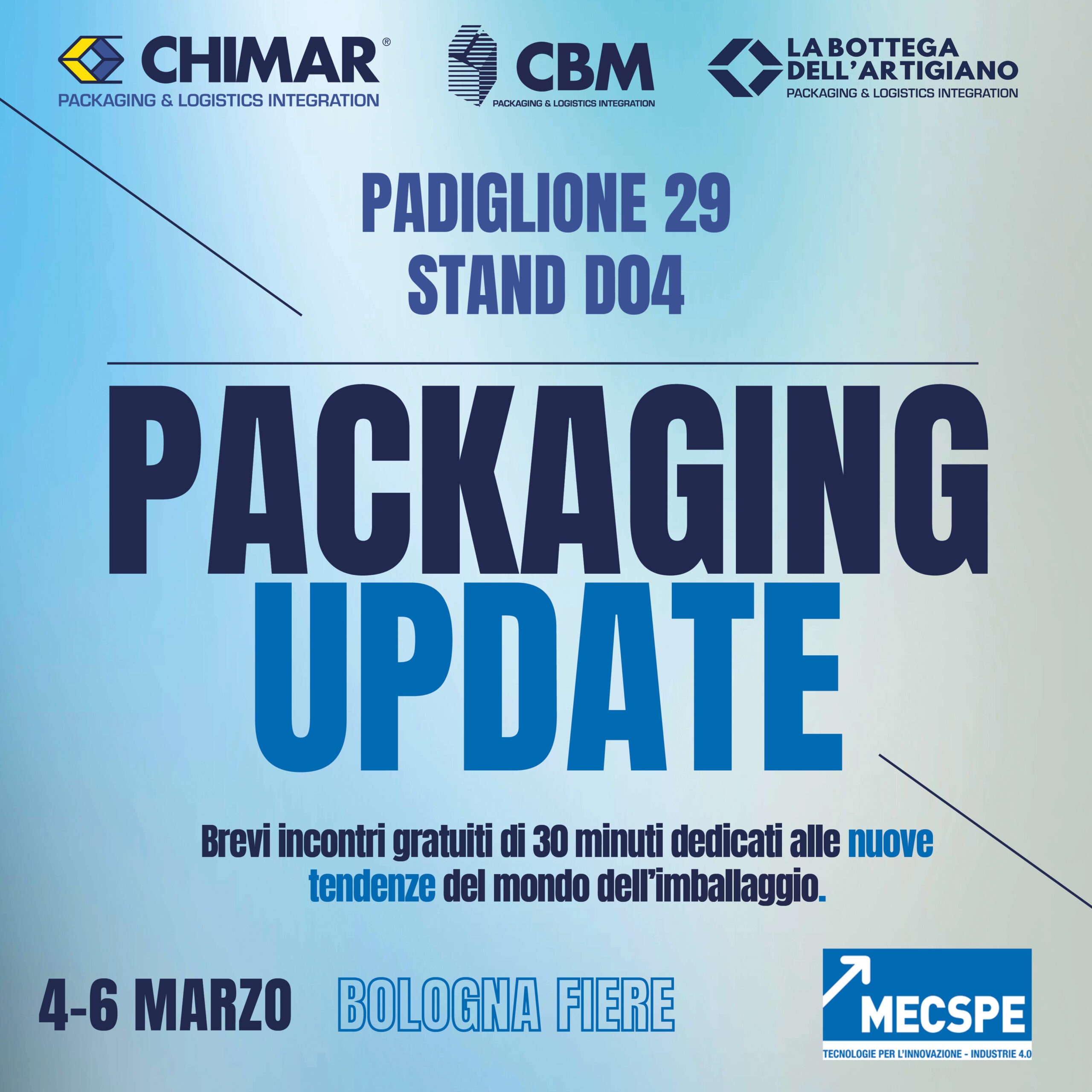 Tornano gli incontri PACKAGING UPDATE a MECSPE 2026 - Chimar